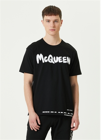 Alexander McQueen Erkek Siyah Kontrast Logolu T-shirt L EU Alexander McQueen Erkek Siyah Kontrast Logolu T-shirt L EU
