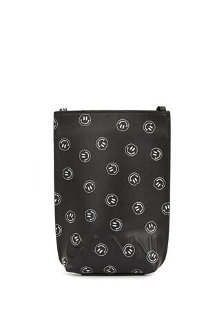 Ganni Kadın Siyah Desenli Logo Dokulu Çanta EU