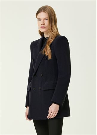 Balenciaga Kadın Lacivert Kruvaze Yün Ceket 36 IT Balenciaga Kadın Lacivert Kruvaze Yün Ceket 36 IT