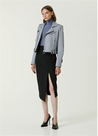 Off-White Kadın Siyah Asimetrik Yırtmaçlı Midi Etek 42 IT