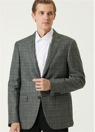 Pal Zileri Erkek Yeşil Kareli Yün Ceket 52 IT