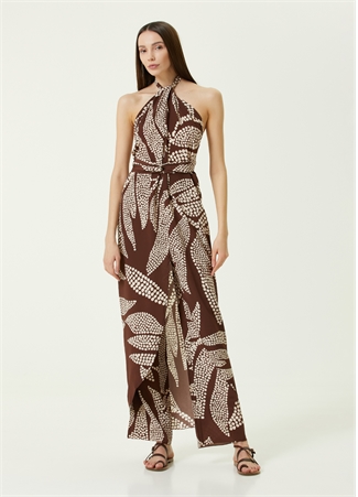 Johanna Ortiz Kadın Kahve Ekru Halter Yaka Desenli İpek Bluz Bej 2 US Johanna Ortiz Kadın Kahve Ekru Halter Yaka Desenli İpek Bluz Bej 2 US