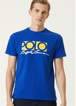 Polo Ralph Lauren Erkek Mavi Logo Baskılı T-shirt XS EU