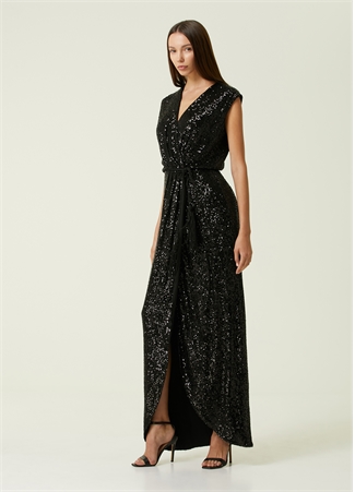 Maison Kairos Kadın Siyah Püskül Kordon Detaylı Payetli Maxi Elbise 36 EU Maison Kairos Kadın Siyah Püskül Kordon Detaylı Payetli Maxi Elbise 36 EU