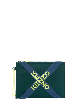 Kenzo Kadın Haki Çapraz Logolu El Portföyü Mavi EU