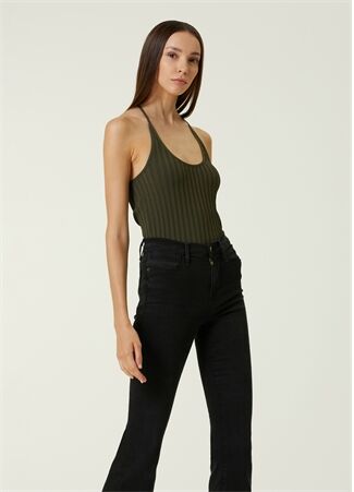 Helmut Lang Kadın Haki Ribli Askılı Bluz S EU