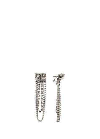 Rada Kadın Silver Sıra Taşlı Sallantılı Küpe Gri EU