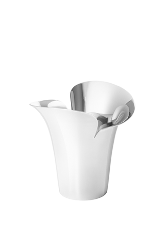 Georg Jensen Bloom Geometrik Formlu Çelik Vazo Gri
