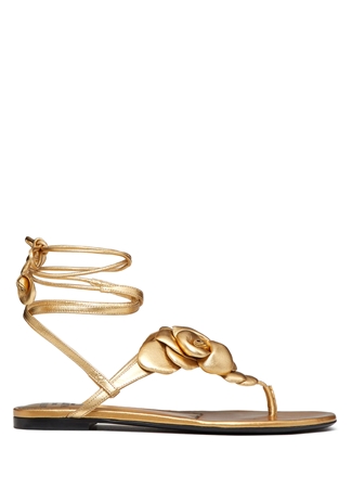 Valentino Garavani Kadın Atelier Rose Edition Gold Deri Sandalet Altın Rengi 36 EU Valentino Garavani Kadın Atelier Rose Edition Gold Deri Sandalet Altın Rengi 36 EU