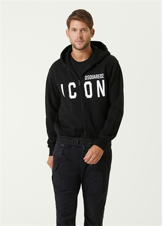 Dsquared2 Erkek Icon Siyah Kapüşonlu Kontrast Logolu Sweatshirt L EU Dsquared2 Erkek Icon Siyah Kapüşonlu Kontrast Logolu Sweatshirt L EU