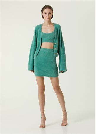 Rotate Birger Christensen Kadın Yeşil Dokulu Mini Etek 34 IT