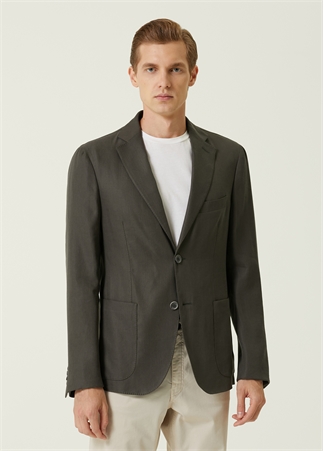 Pal Zileri Erkek Yeşil Kelebek Yaka Keten Ceket 50 IT Pal Zileri Erkek Yeşil Kelebek Yaka Keten Ceket 50 IT