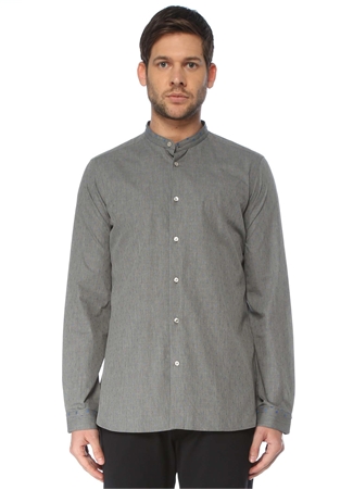 Palzileri Lab Erkek Gri Hakim Yaka Mikro Etnik Desenli Gömlek 4 IT