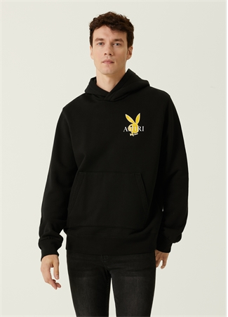 Amiri Erkek Siyah Kapüşonlu Figür Detaylı Logolu Sweatshirt S EU Amiri Erkek Siyah Kapüşonlu Figür Detaylı Logolu Sweatshirt S EU