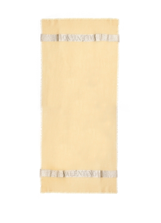 Valentino Garavani Kadın Gold Logo Şeritli Kaşmir Şal Altın Rengi EU Valentino Garavani Kadın Gold Logo Şeritli Kaşmir Şal Altın Rengi EU