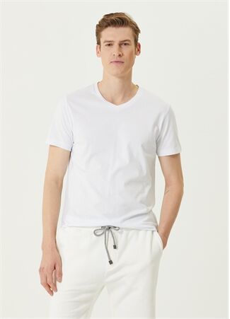 Beymen Erkek Beyaz V Yaka Basic T-shirt S Eu