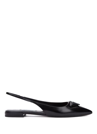 Prada Kadın Siyah Logo Detaylı Deri Babet 37 EU