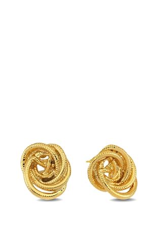 Lisalina Kadın Knotty Altın Rengi Kaplama Küpe EU