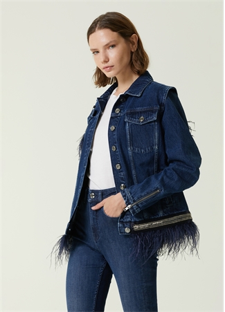 Deep Six Jeans Kadın Lisa Regular Fit Mavi Tüy Detaylı Jean Ceket L EU Deep Six Jeans Kadın Lisa Regular Fit Mavi Tüy Detaylı Jean Ceket L EU