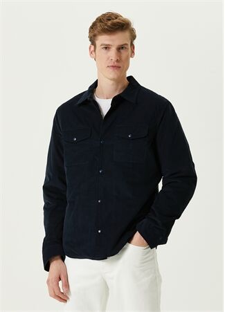 Beymen Collection Erkek Lacivert İngiliz Yaka Dış Gömlek S EU
