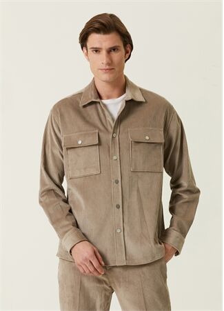 Network Erkek Oversize Fit Bej Gömlek S EU