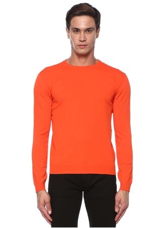 Valentino Erkek Turuncu Bisiklet Yaka Triko Kazak L EU