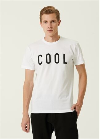 Dsquared2 Erkek Beyaz Slogan Baskılı T-shirt S EU