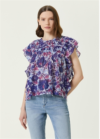 Etoile Isabel Marant Kadın Layona Mavi Fırfır Detaylı Bluz 38 FR Etoile Isabel Marant Kadın Layona Mavi Fırfır Detaylı Bluz 38 FR