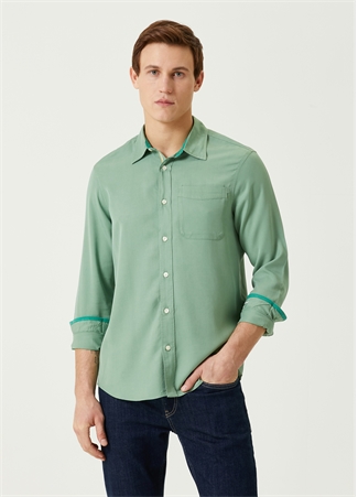 Scotch & Soda Erkek Yeşil İngiliz Yaka Gömlek S EU Scotch & Soda Erkek Yeşil İngiliz Yaka Gömlek S EU