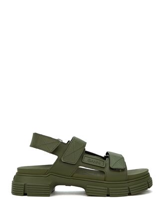 Ganni Kadın Haki Logo Detaylı Sandalet 36 EU