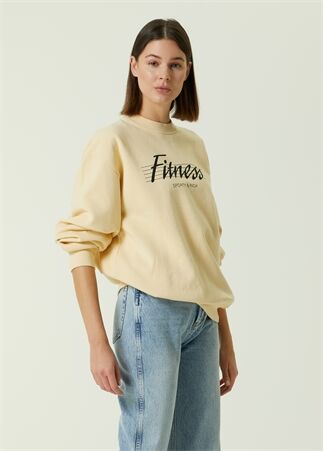 Sporty & Rich Kadın Krem Slogan Detaylı Sweatshirt Bej S EU