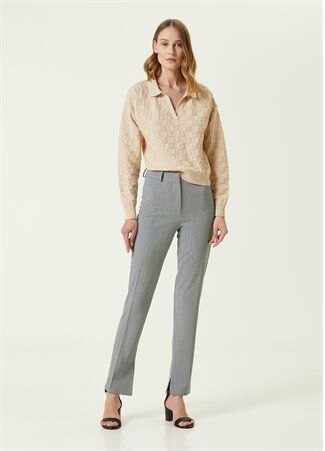 Musier Kadın Lucia Gri Yırtmaçlı Pantolon 34 IT Musier Kadın Lucia Gri Yırtmaçlı Pantolon 34 IT