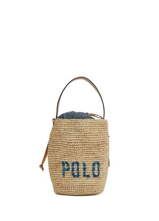 Polo Ralph Lauren Kadın Bej Logolu Örgü Dokulu Omuz Çantası EU