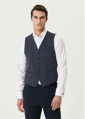 Pal Zileri Erkek Lacivert Keten Yelek 50 IT