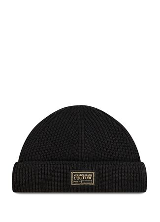 Versace Jeans Couture Kadın Siyah Logolu Yün Bere EU