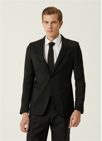 Palzileri Lab Erkek Siyah Kelebek Yaka Yün Ceket 48 IT