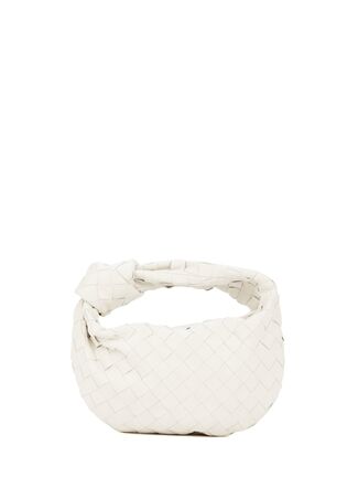 Bottega Veneta Kadın Jadie Beyaz Örgü Dokulu Deri El Çantası EU