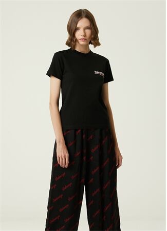 Balenciaga Kadın Siyah Logolu T-shirt S EU