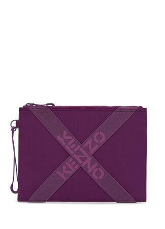 Kenzo Kadın Mürdüm Çapraz Logo Şeritli El Çantası Mor EU