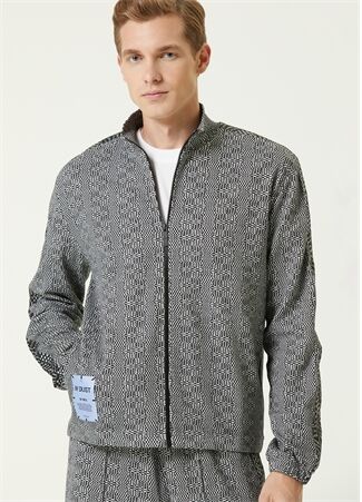 MCQ Erkek Siyah Beyaz Mikro Desenli Sweatshirt XL EU