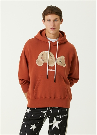 Palm Angels Erkek Turuncu Kapüşonlu Ayıcık Figürlü Sweatshirt S EU Palm Angels Erkek Turuncu Kapüşonlu Ayıcık Figürlü Sweatshirt S EU