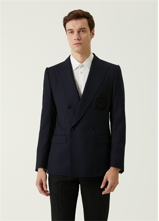 Dolce&Gabbana Erkek Lacivert Kırlangıç Yaka Logolu Yün Ceket 46 IT Dolce&Gabbana Erkek Lacivert Kırlangıç Yaka Logolu Yün Ceket 46 IT