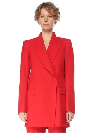 Givenchy Kadın Kırmızı Kırlangıç Yaka Kruvaze Yün Ceket 36 IT