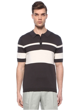 Palzileri Lab Erkek Koyu Gri Polo Yaka Şeritli T-shirt 60 IT