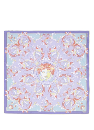 Versace Kadın Colorblocked Medusa Detaylı 90x90 cm İpek Eşarp EU
