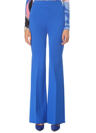Emilio Pucci Kadın Mavi Yüksek Bel Bol Paça Pantolon 44 IT