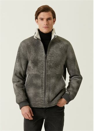 Network Erkek Slim Fit Gri Deri Mont S Eu