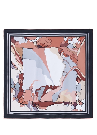 Beymen Kadın Desenli 90x90 cm Twill İpek Eşarp Yeşil EU