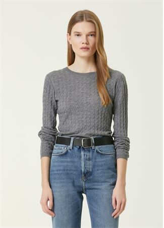 Toteme Kadın Gri Bisiklet Yaka Yün Kazak XS EU