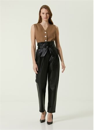 Muse For All Kadın Lia Siyah Yüksek Bel Pilili Deri Pantolon 36 EU Muse For All Kadın Lia Siyah Yüksek Bel Pilili Deri Pantolon 36 EU